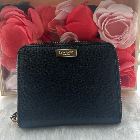 kate spade | Bags | Kate Spade New York Black Small Zip Around Wallet ...